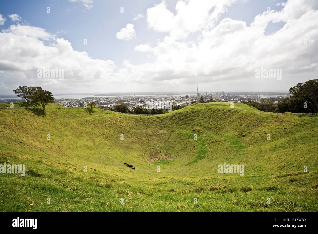 AUCKLAND BEYOND EXTINCT VOLCANO MT EDEN NEW ZEALAND Stock Photo - Alamy