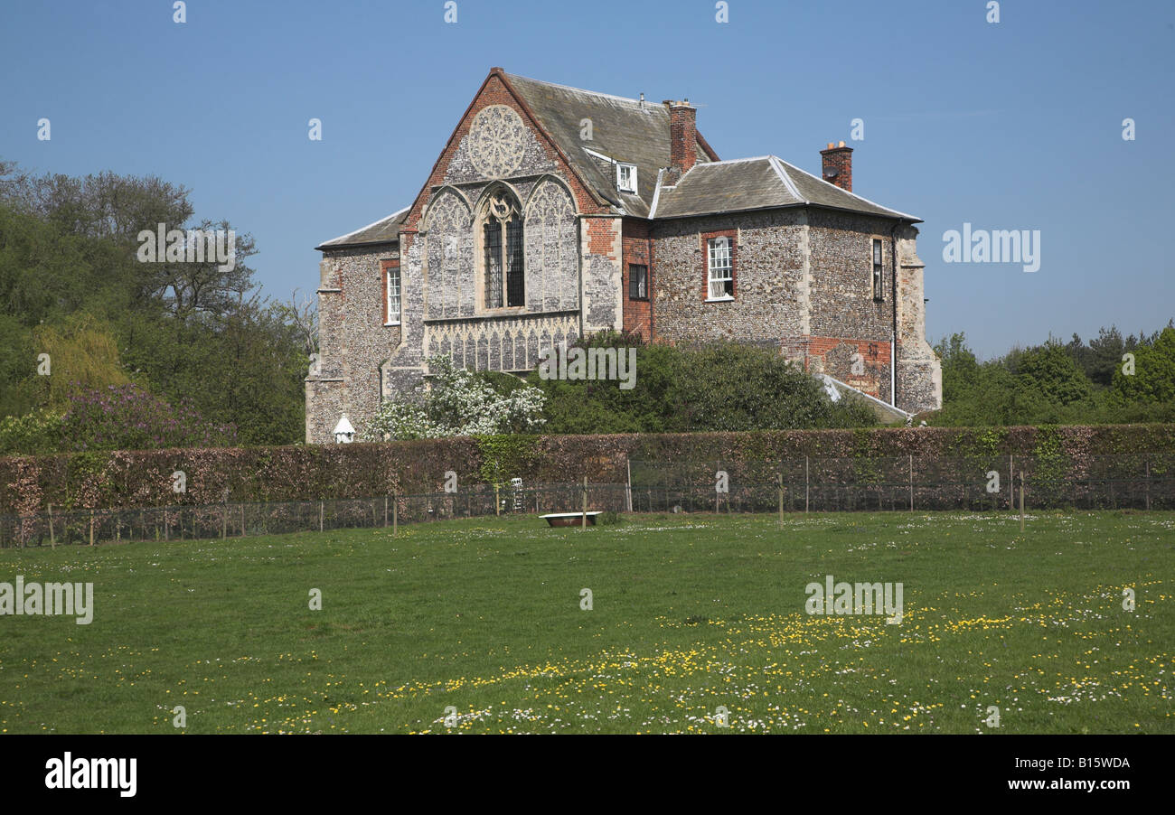 Rear view over meadow Butley Priory gatehouse, Suffolk, England Stock ...