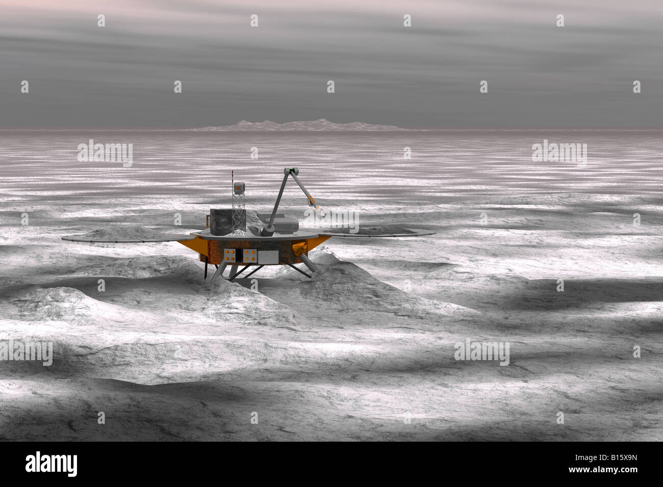 An artist's impression of Carbon Dioxide frost engulfing NASA's Phoenix ...