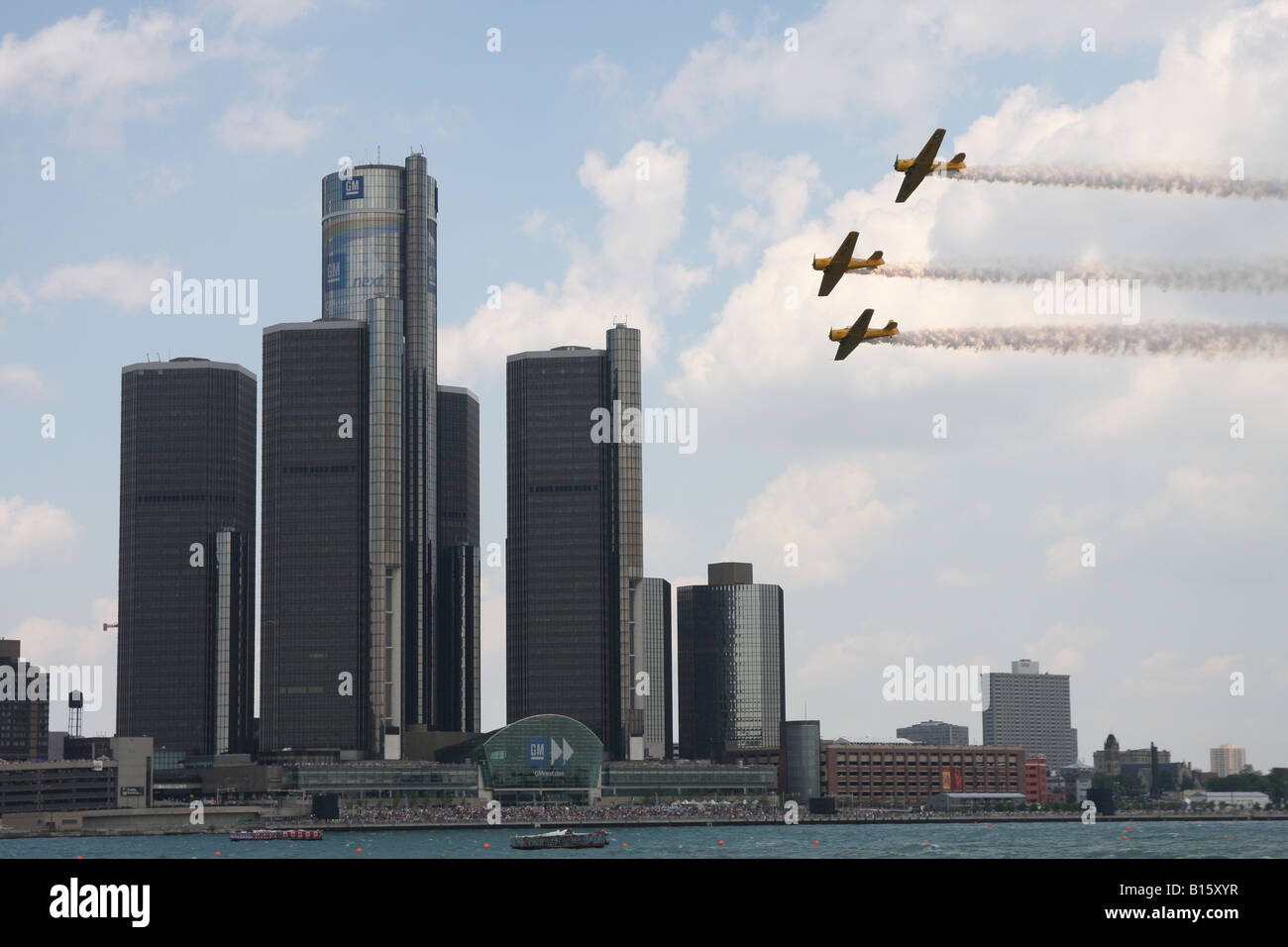 Three planes flying over the Detroit River during the 2008 Red Bull Air ...
