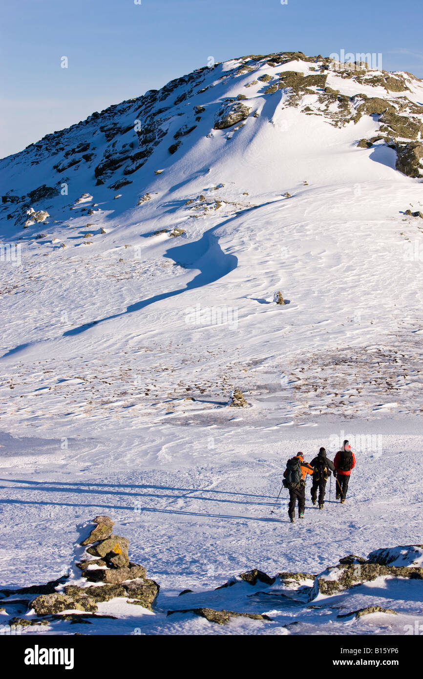 Winter hiking on Mount Clay above the Great Gulf in New Hampshire's ...