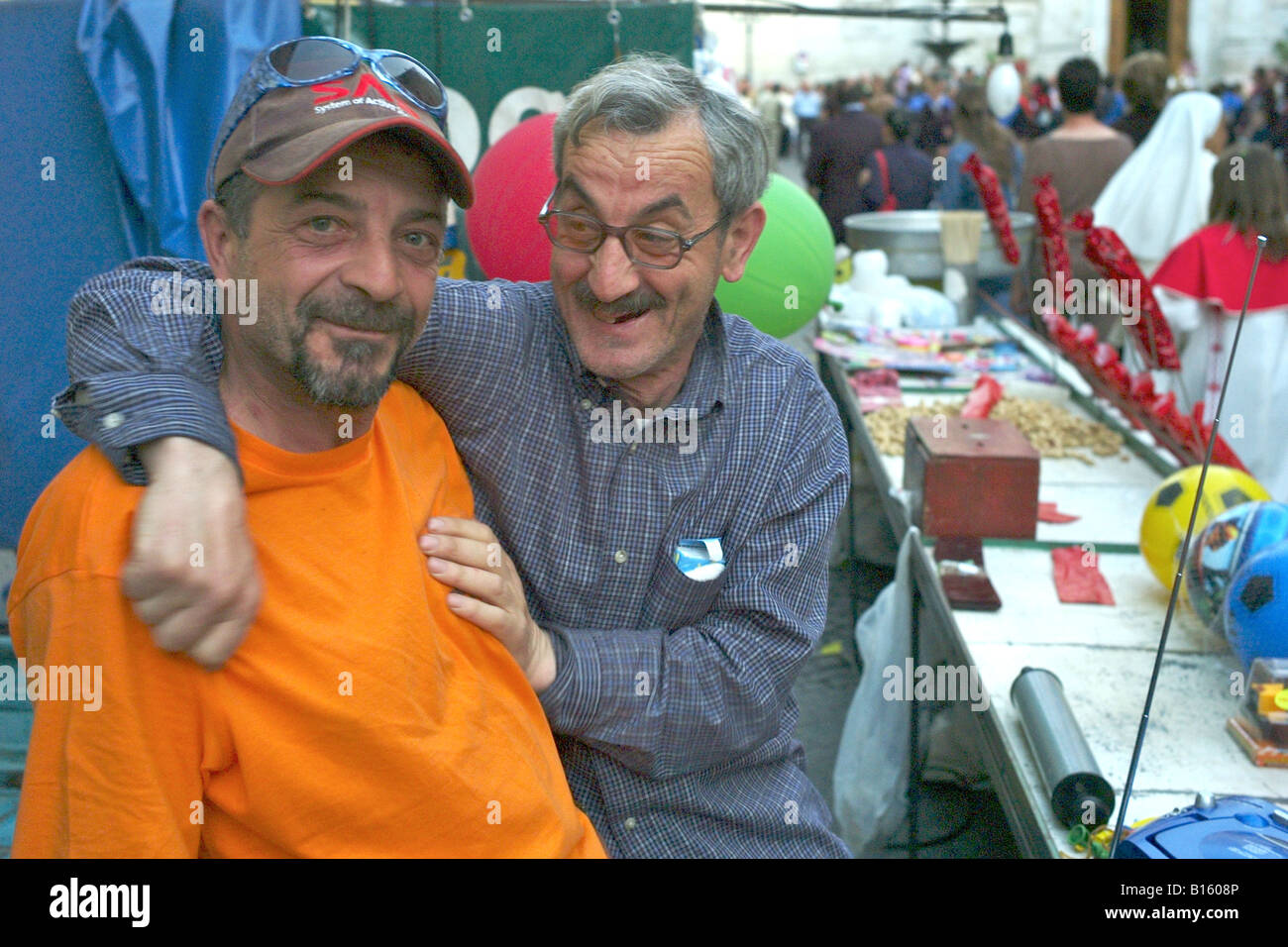 happy people in the street of a town Stock Photo - Alamy