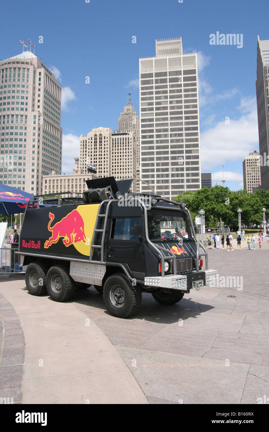 The Red Bull touring vehicle parked downtown at Hart Plaza in Detroit ...