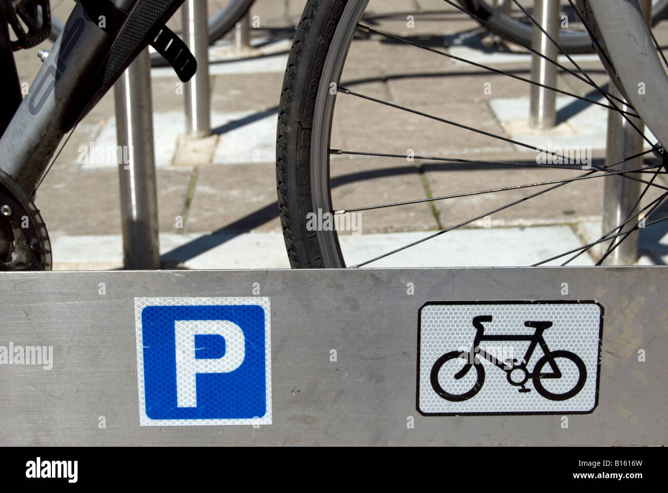 cycle parked at a council rack with cycle parking signs, in kingston ...