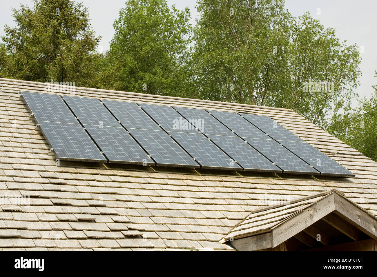 Seven solar PV panels on wood shingle roof Centre for Alternative ...