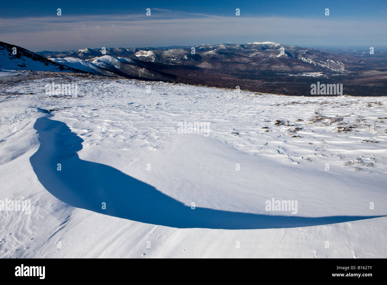 Wind scoured snow on Mount Clay in New Hampshire's White Mountains ...