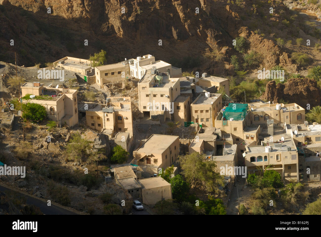 Morning light on the village of Sallut in the Jabal al Akhdar range of ...