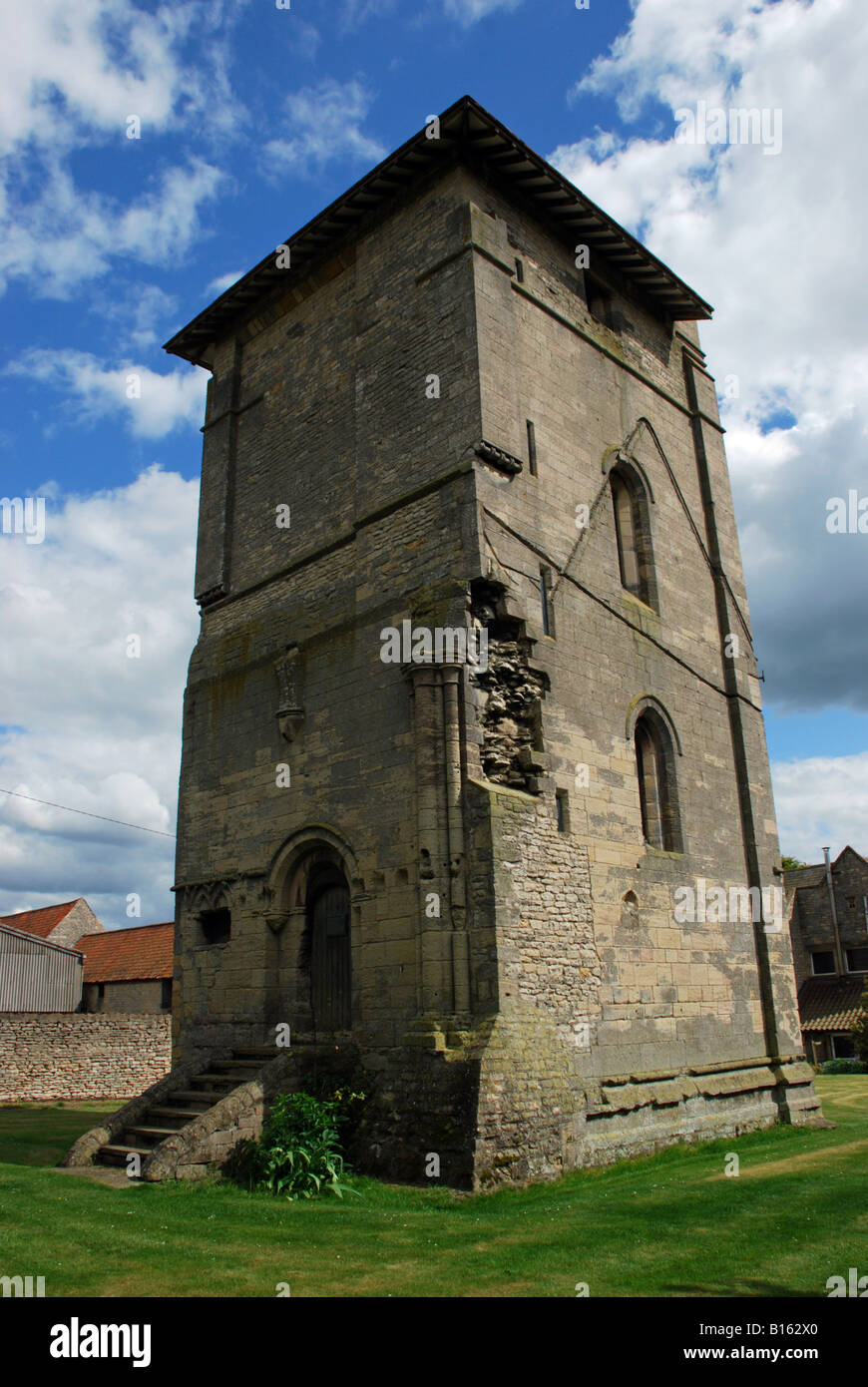 The 12th century Knights Templar preceptory tower at Temple Bruer ...