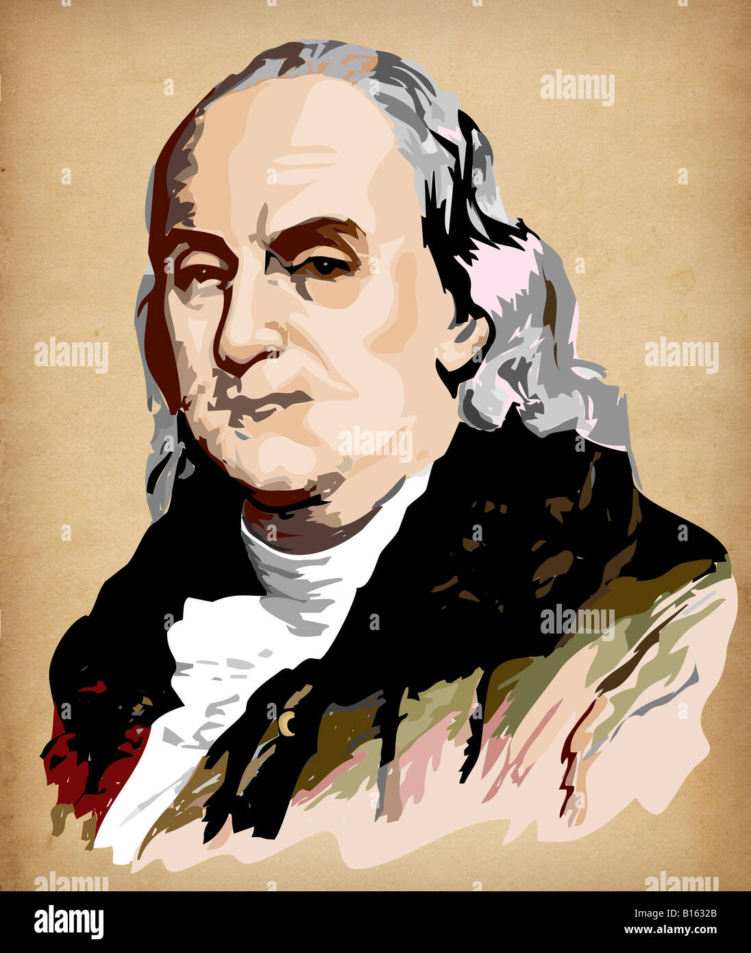 American President Benjamin Franklin, vector based portrait Stock Photo ...