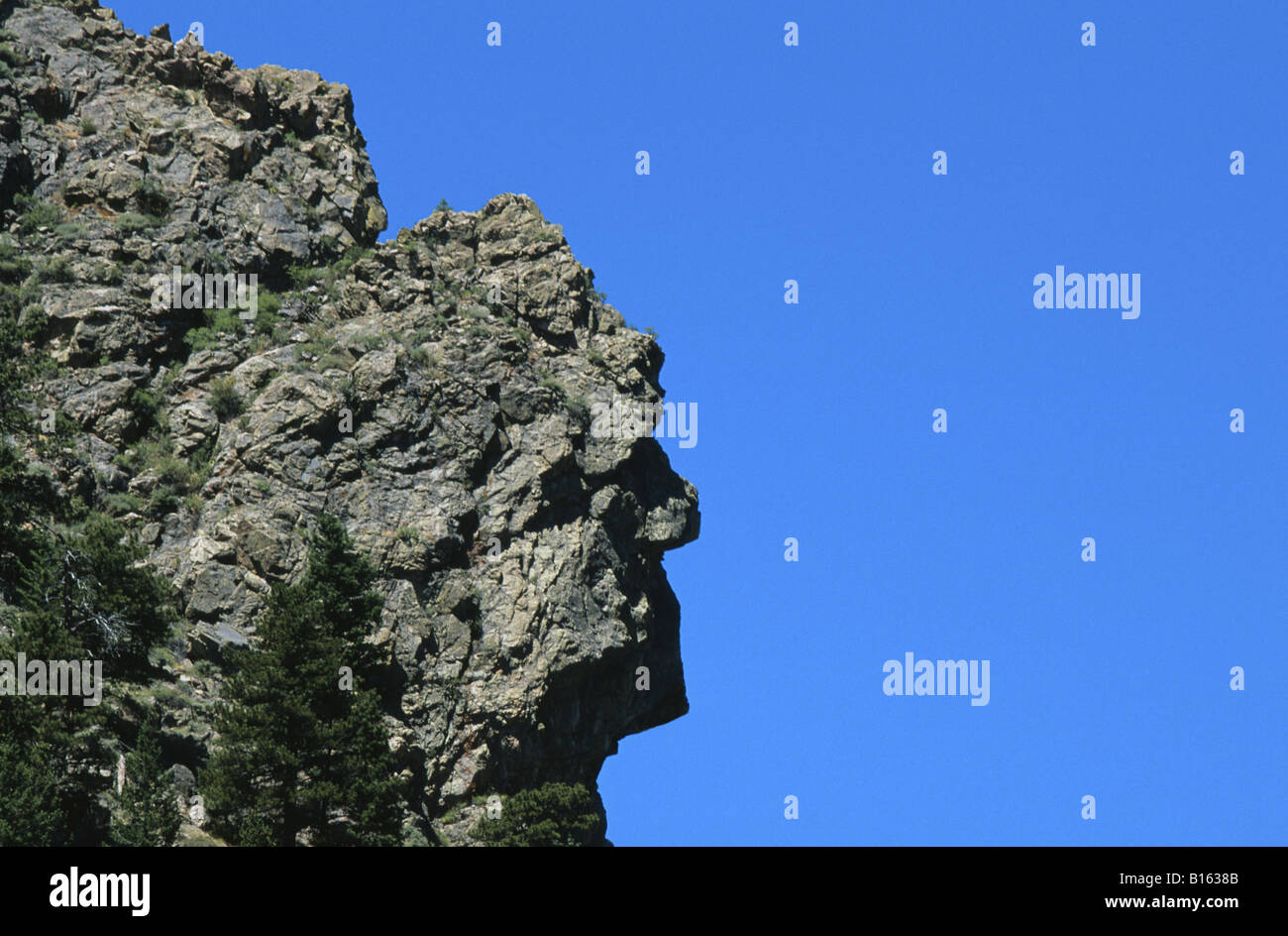 Profile of a human face in a rock cliff in Colorado USA Stock Photo - Alamy