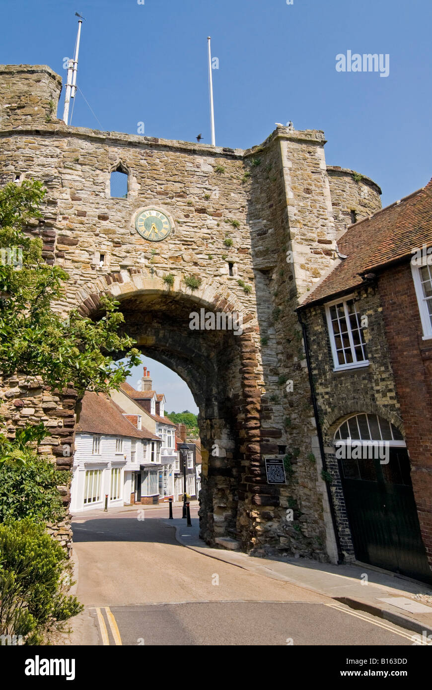 Vertical wide angle of the ancient stone archway "Land Gate" on Hilders ...