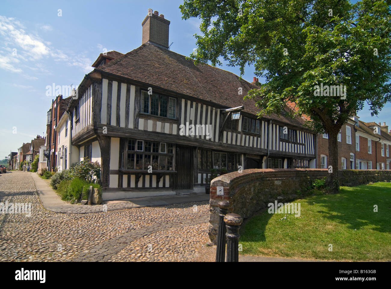 Horizontal wide angle of the beautiful Tudor cottages in Church Square ...