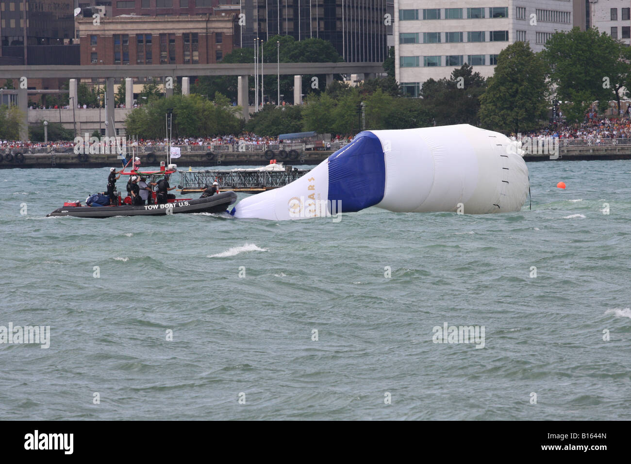 Race crew for the 2008 Red Bull Air Race World Series tend to a pylon ...