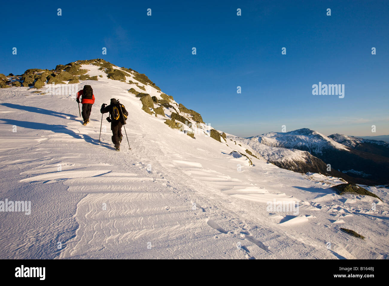 Winter hiking on Mount Clay above the Great Gulf in New Hampshire's ...