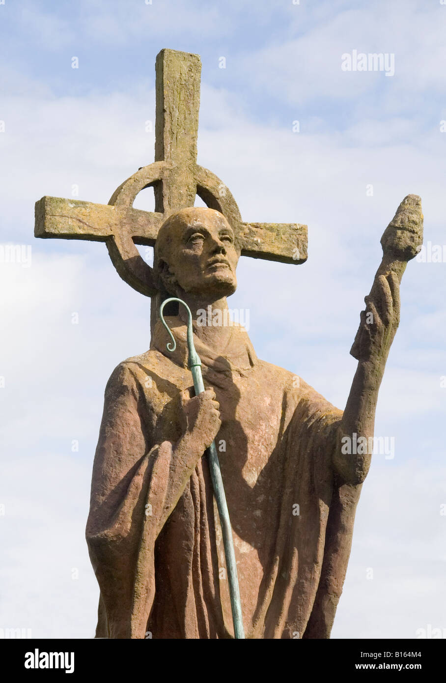 Statue of St Aidan at Lindisfarne, Holy Island Stock Photo - Alamy