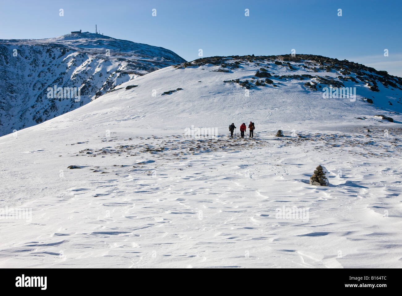 Winter hiking on Mount Clay above the Great Gulf in New Hampshire's ...