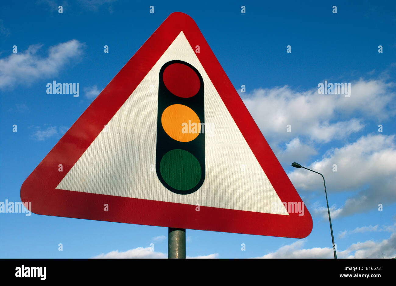 Traffic signal warning sign Stock Photo - Alamy