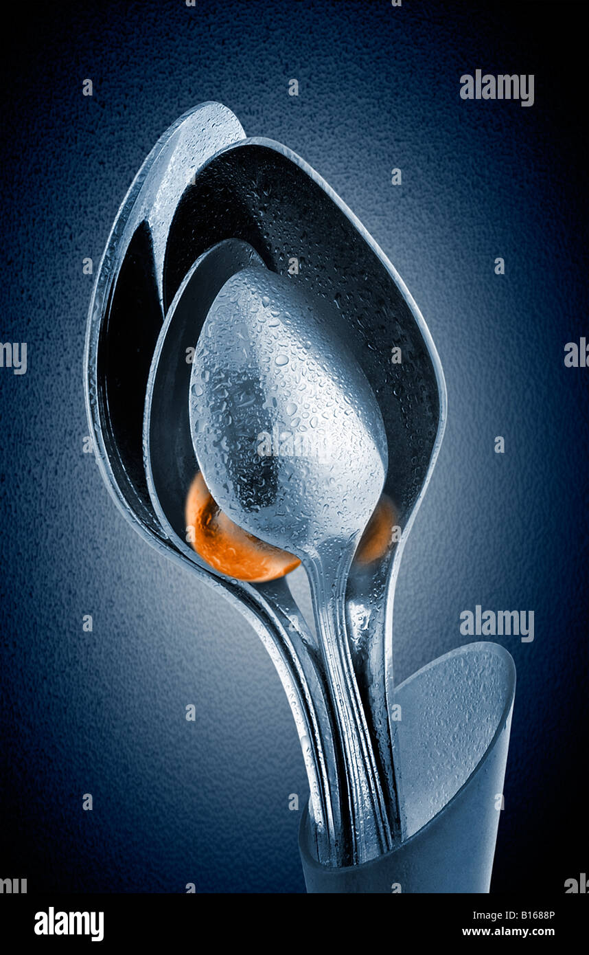 spoons with water drops Stock Photo - Alamy