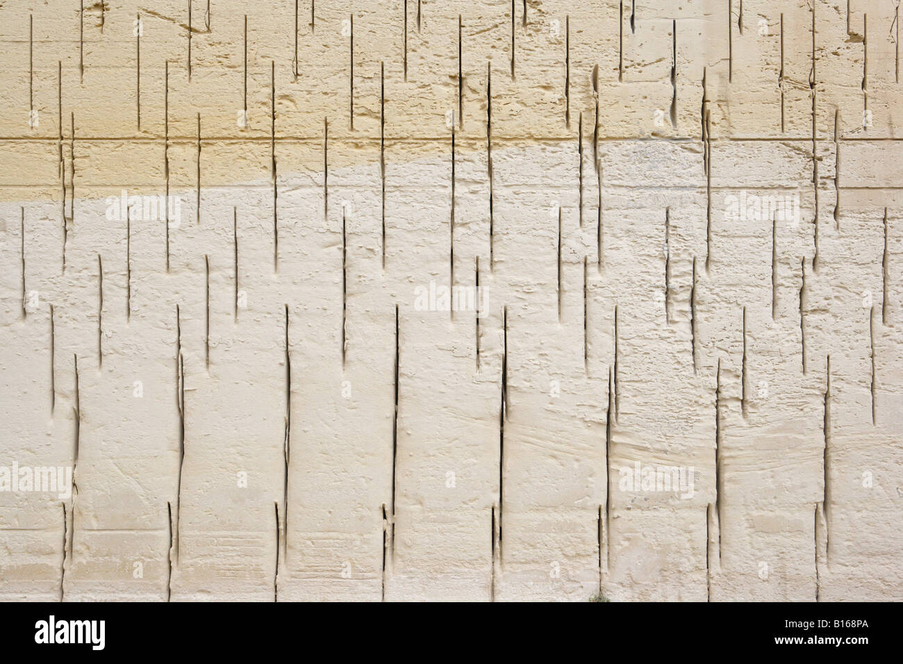 Cutting marks on the face of a limestone quarry, Malta Stock Photo - Alamy