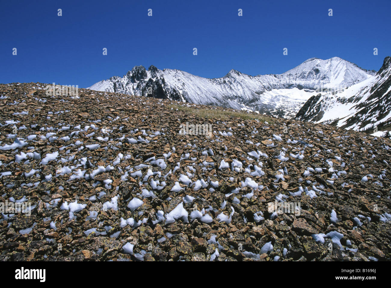 Spring snow melts in the Never Summer Mountains Colorado USA Stock ...