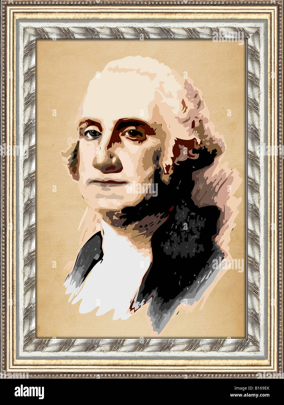 American President George Washington, vector based framed portrait ...