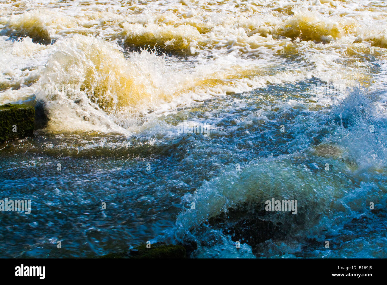 The weir at Paper Mill Lock, near Little Baddow, Essex, England UK ...
