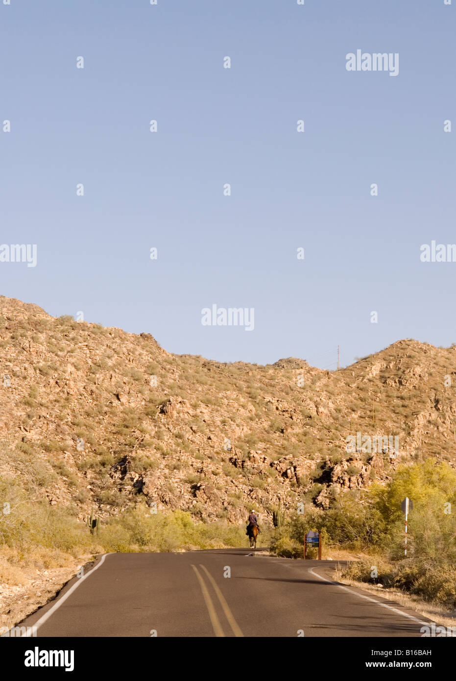 Caucasian Man Rides Horse at South Mountain Park Phoenix AZ USA Stock ...
