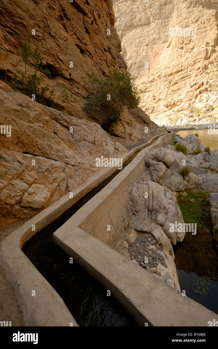 Irrigation channels or falaj, Wadi al Muaydin, Hajar Mountains ...