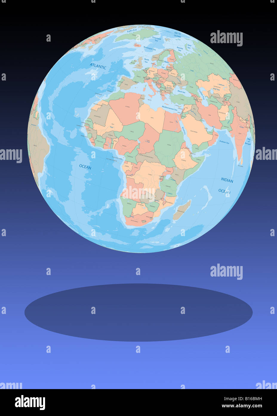 Earth globe, ultrahigh resolution, real topography rendering Stock ...