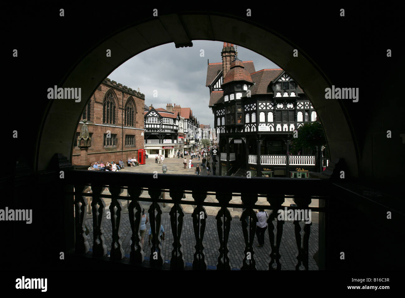 City of Chester, England. View of Chester Cross, St Peters Church and ...
