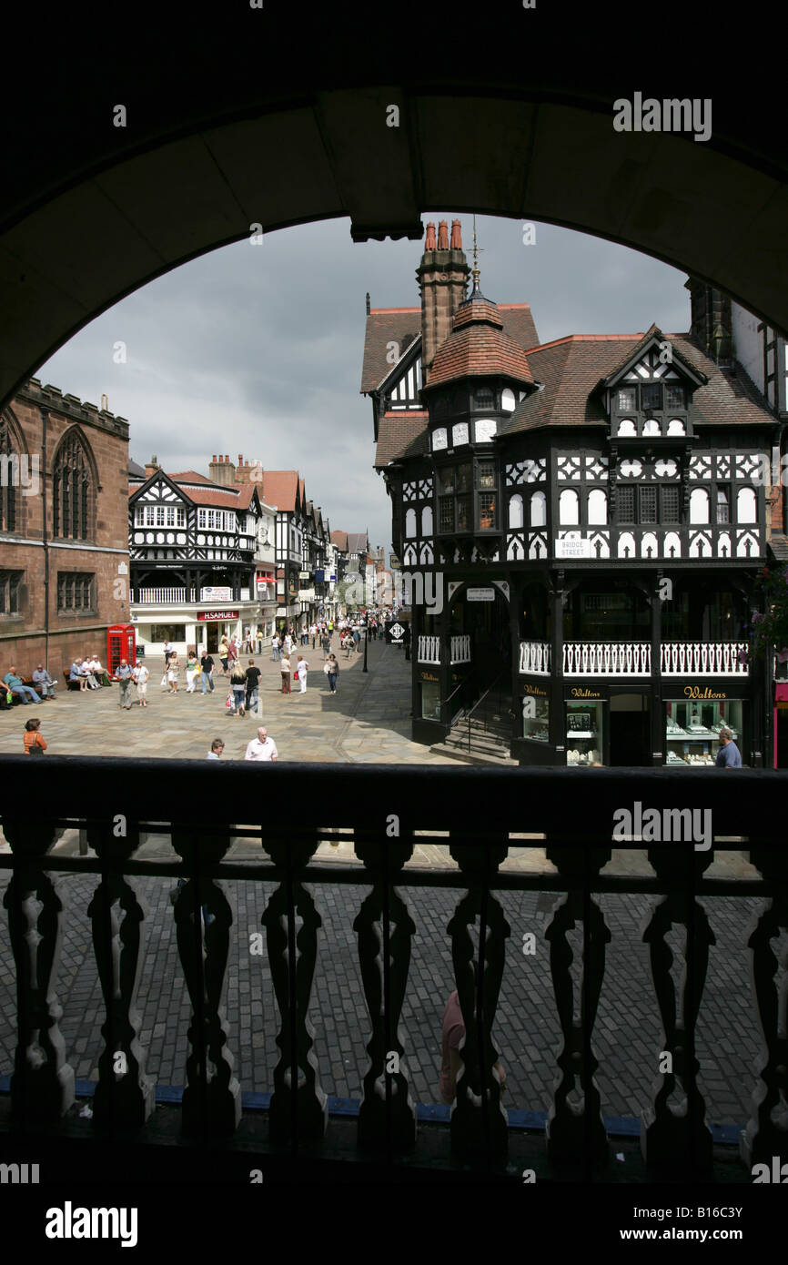 City of Chester, England. View of Chester Cross, St Peters Church and ...