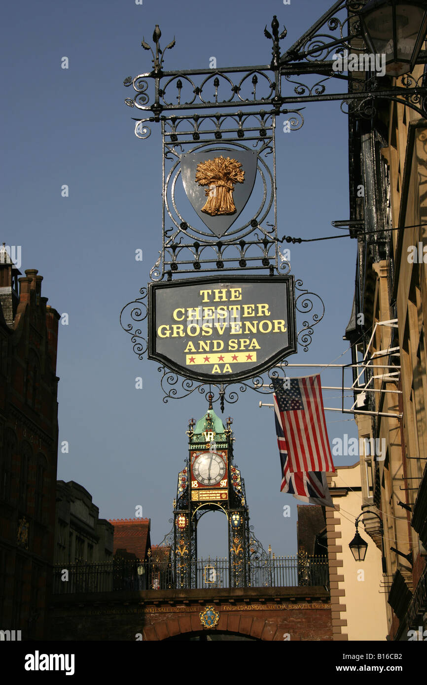 City of Chester, England. Sign above the main entrance to the AA five ...