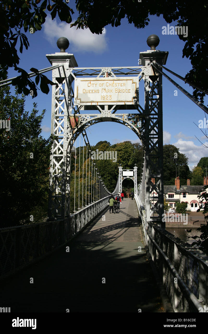 City of Chester, England. The Queens Park Suspension Bridge over the ...