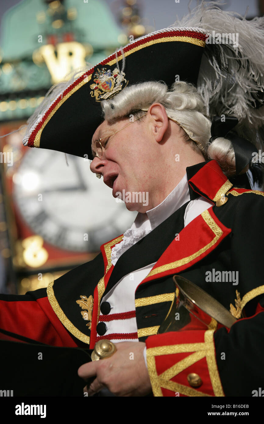 City of Chester, England. Chester’s Town Crier reading noon ...