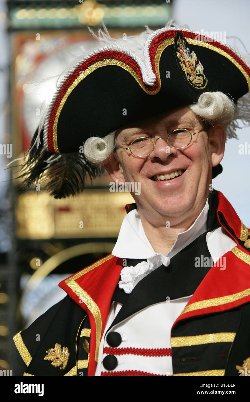 City of Chester, England. Chester’s Town Crier reading noon ...
