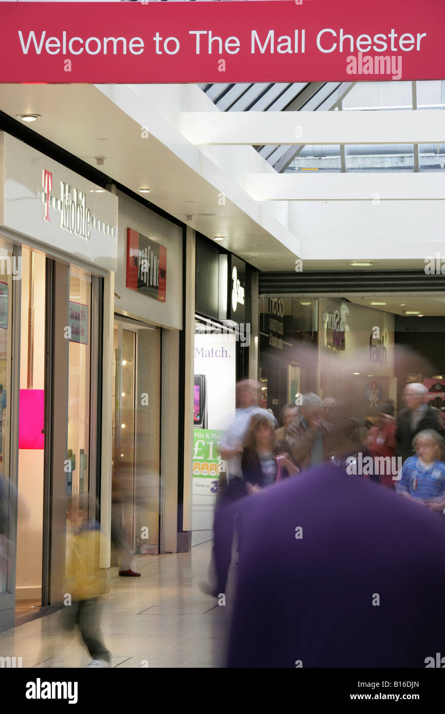 City of Chester, England. Shoppers at Chester Grosvenor Shopping Centre ...