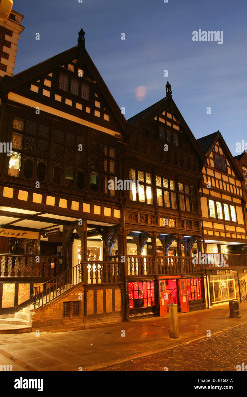 City of Chester, England. Night view of the Bishop Lloyd’s Palace East ...