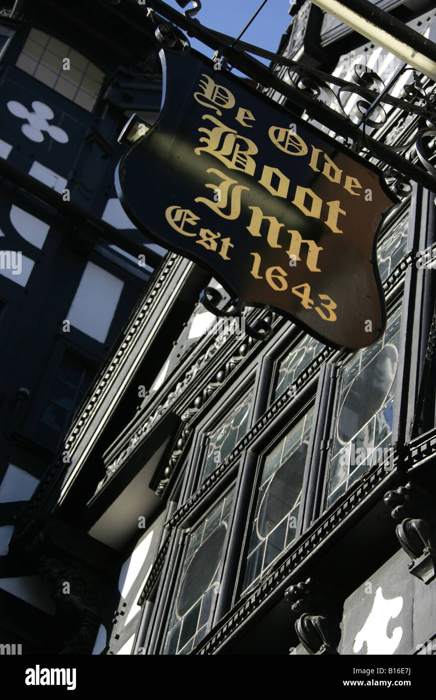 City of Chester, England. The Tudor dated Chester Rows and Ye Old Boot ...