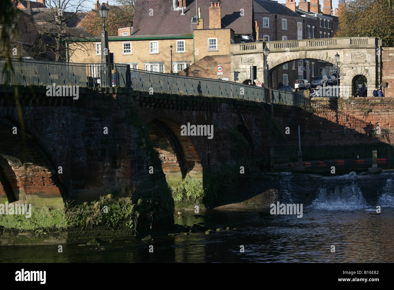 City of Chester, England. Chester’s medieval Old Dee Bridge over the ...