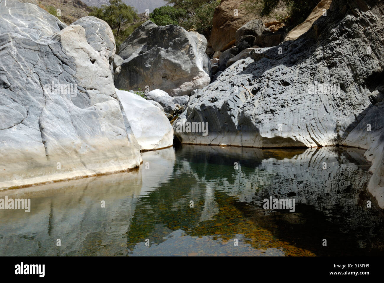 Spring water flow in the Wadi al Muaydin, Al Jabal al Akhdar massif ...