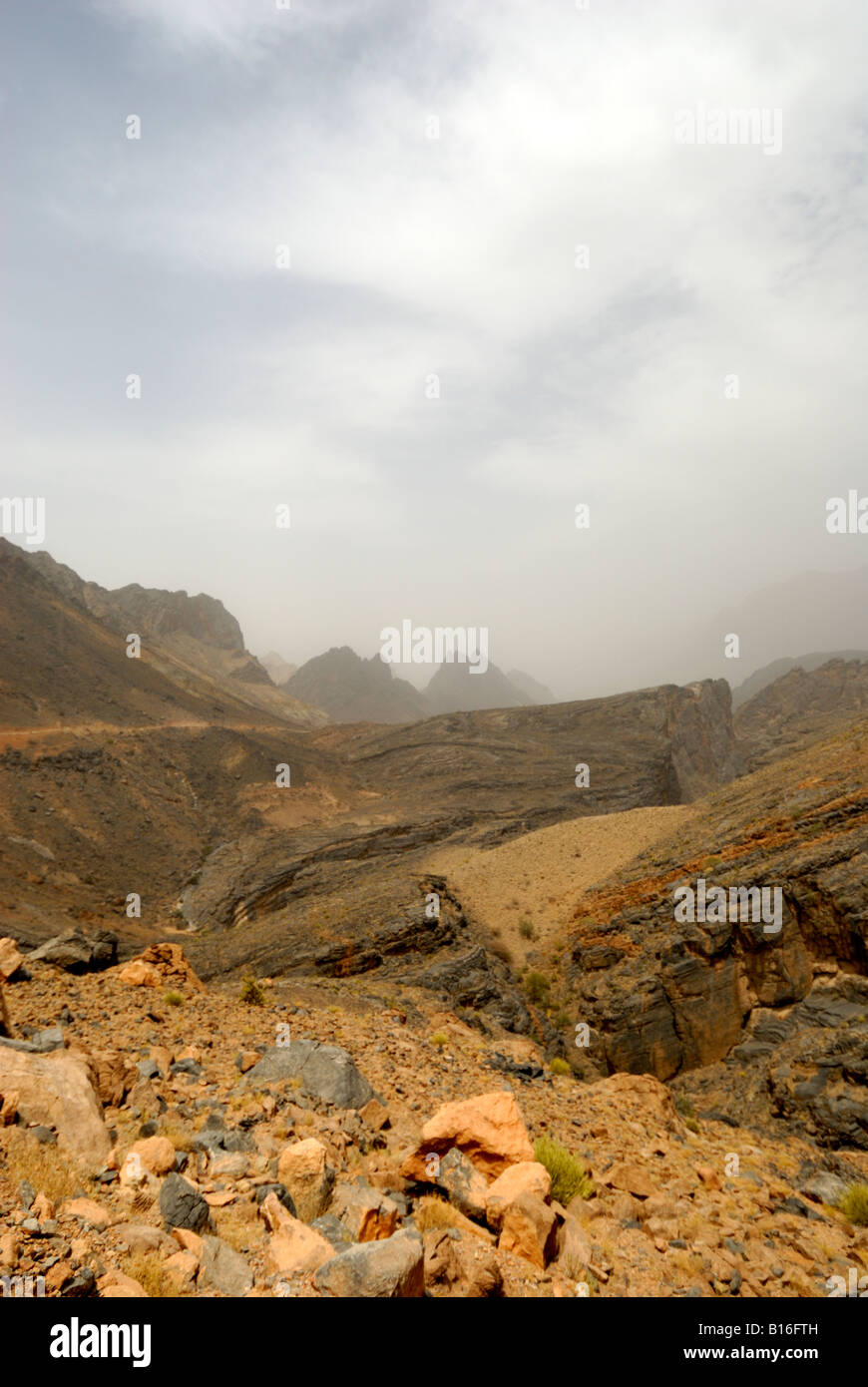Overlooking Snake Gorge in the Hajar mountains of the Sultanate of Oman ...