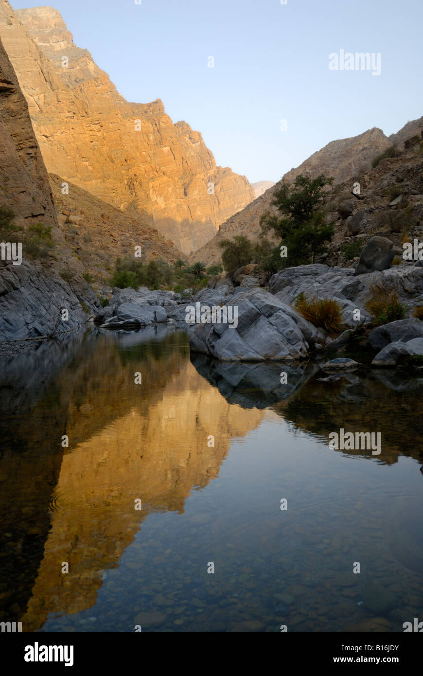 Spring water flow in the Wadi al Muaydin, Hajar Mountains, Sultanate of ...