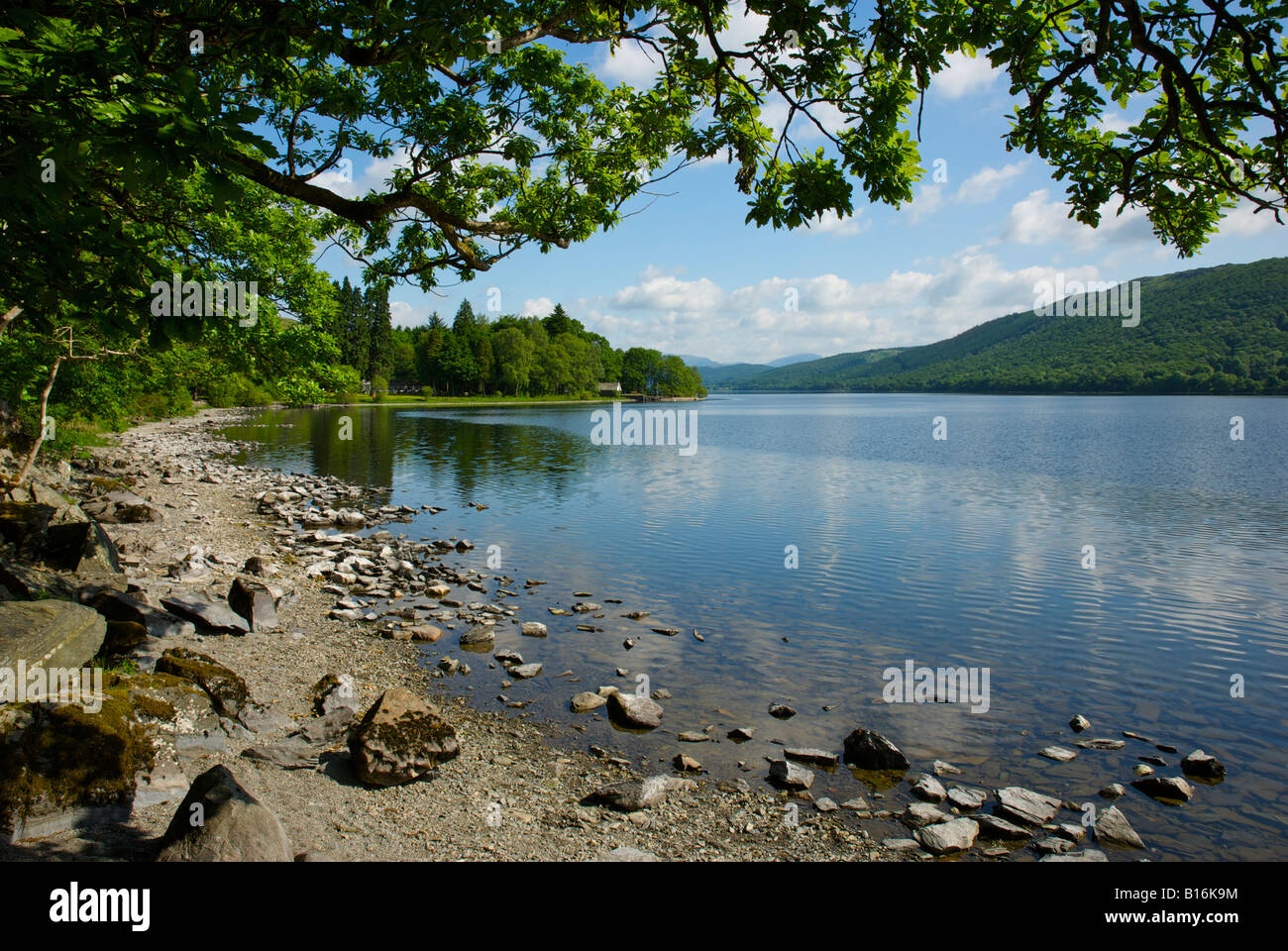 Coniston, lake and shoreline, Lake District National Park, Cumbria ...