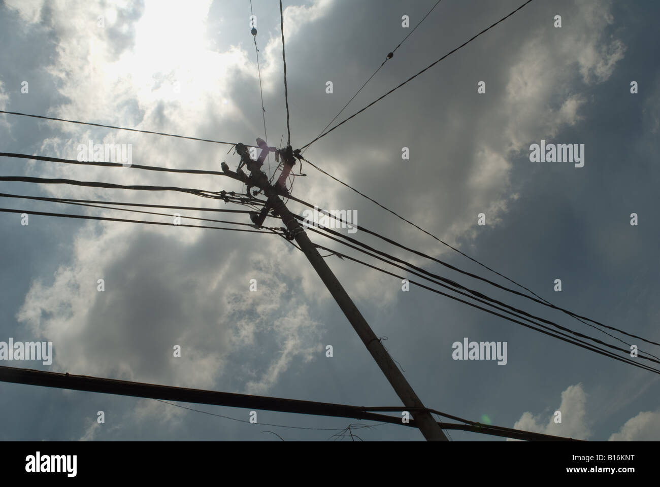 Urban electrical wire Stock Photo - Alamy
