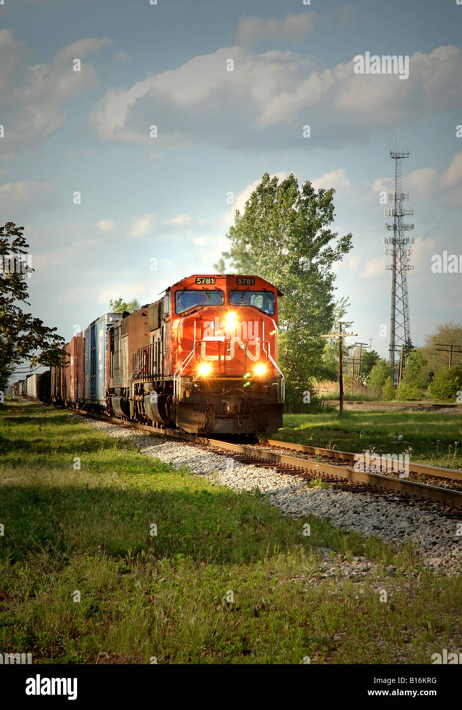 Morning Freight Train Stock Photo - Alamy