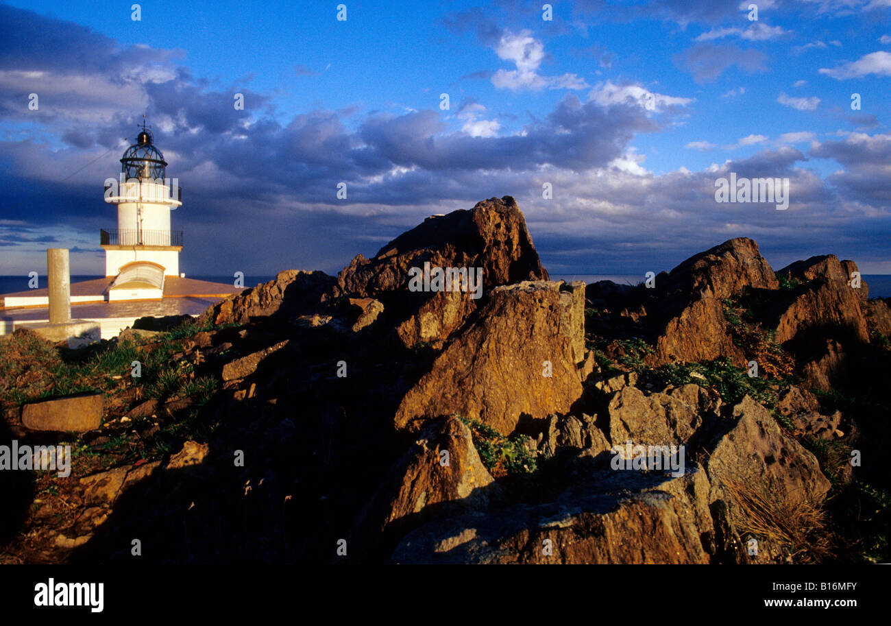 Creus Cape lighthouse Cadaques Costa Brava Girona province Spain Stock ...