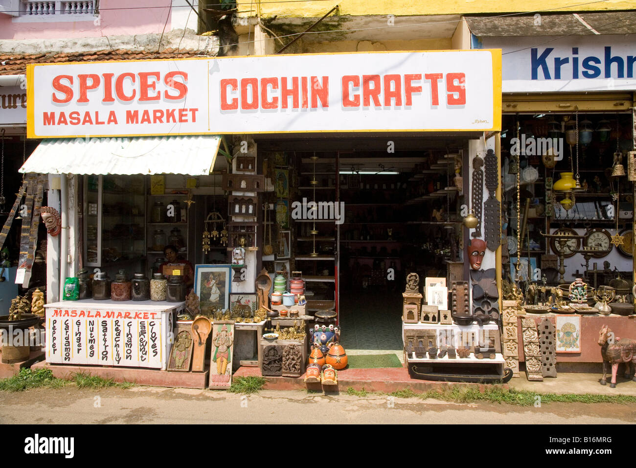 Stalls sell spices in Mattancherry, part of Kochi in Kerala, India. The ...