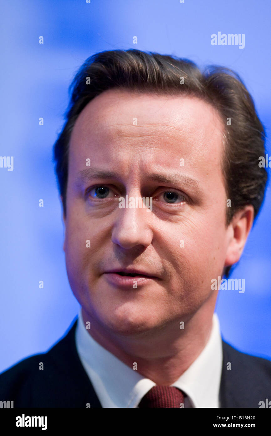 David Cameron leader of the Conservative party in the UK launches an ...