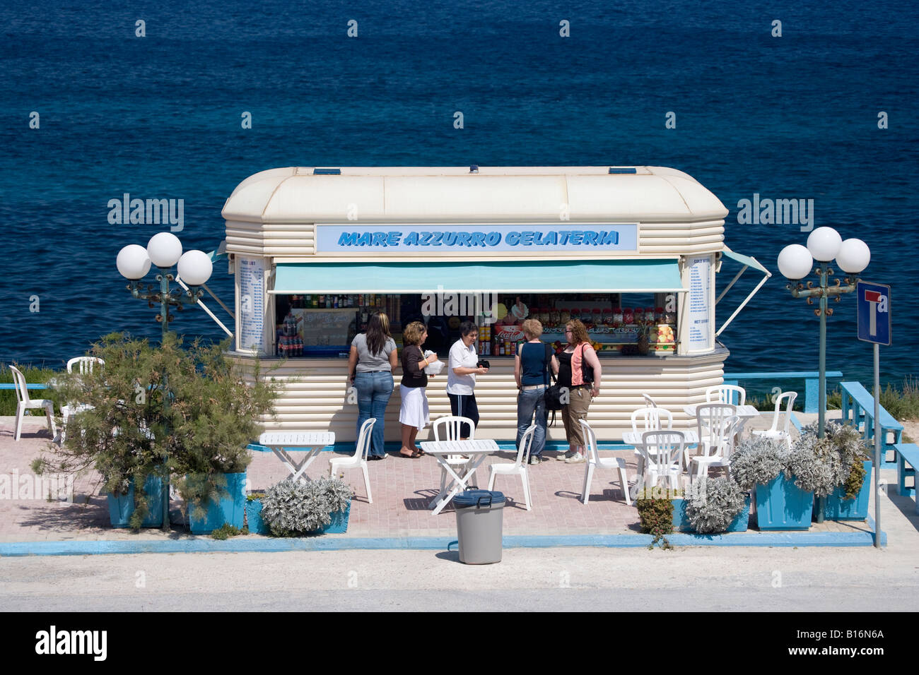 Seafront Kiosk Bugibba Malta Stock Photo - Alamy