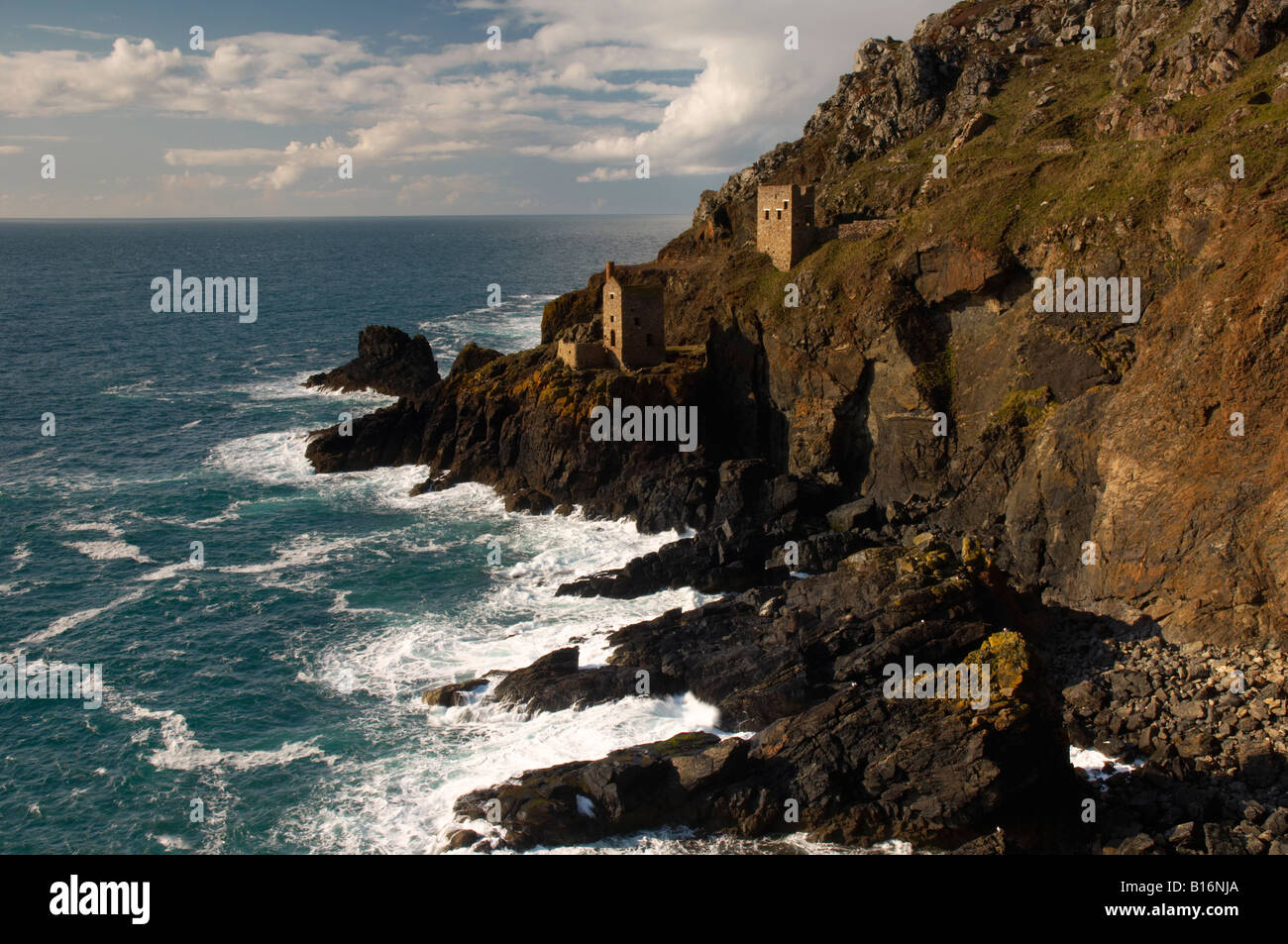 The Crowns mines in evening light on the West Coast of the Cornish ...